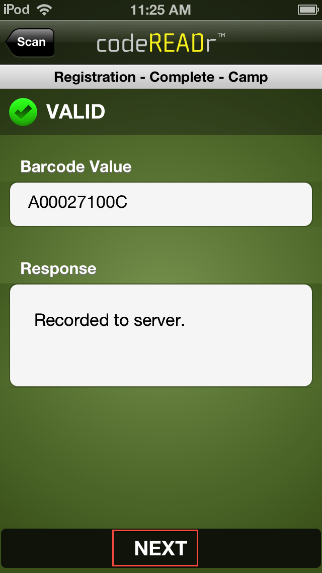 Scanning Badges for Camp Registration